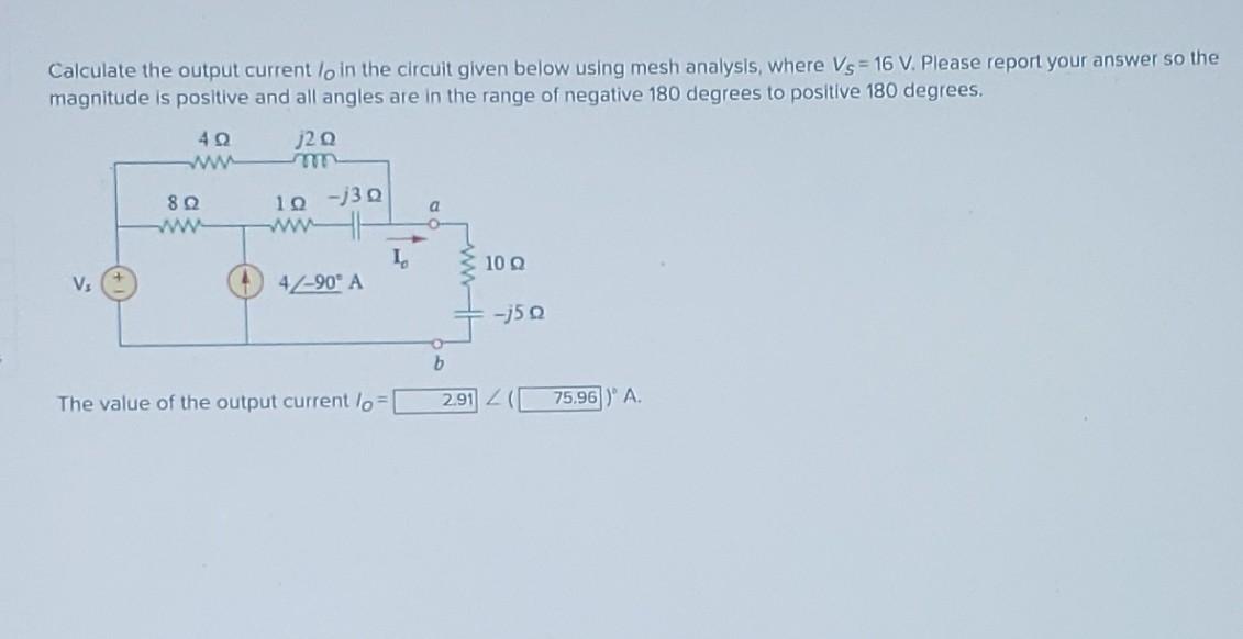 Solved Calculate the output current loin the circuit given | Chegg.com