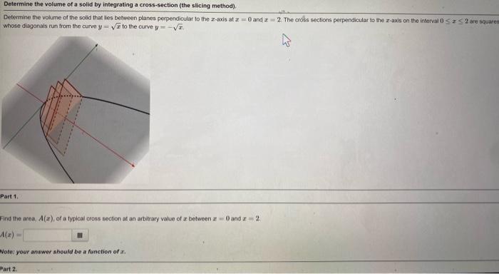 Solved Determine the volume of a solid by integrating a | Chegg.com