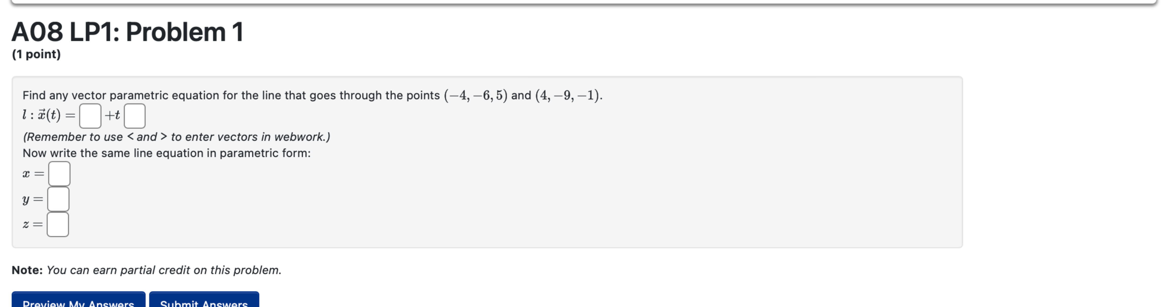 Solved need helpFind any vector parametric equation for the | Chegg.com