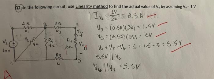 Solved Q2: In the following circuit, use Linearity method to | Chegg.com