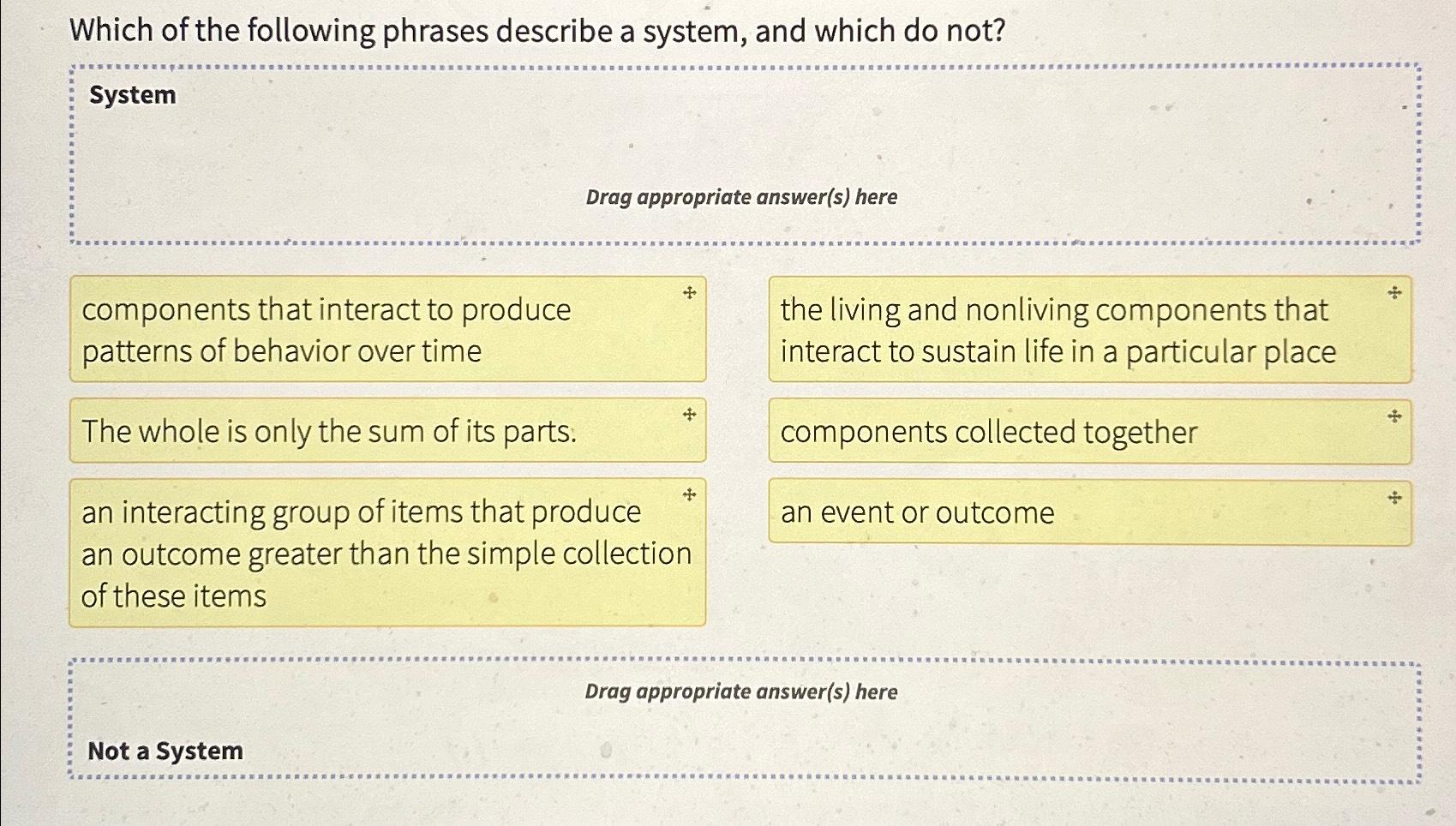 Solved Which of the following phrases describe a system, and | Chegg.com