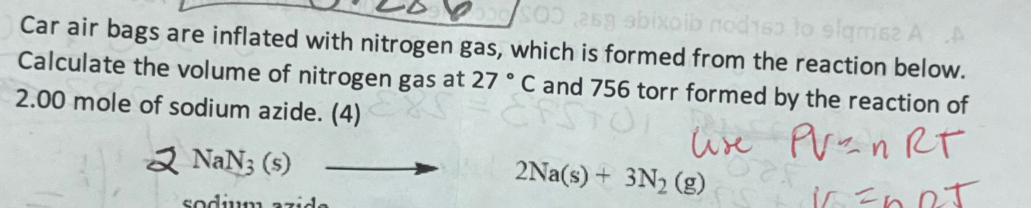 Solved Car air bags are inflated with nitrogen gas, which is | Chegg.com