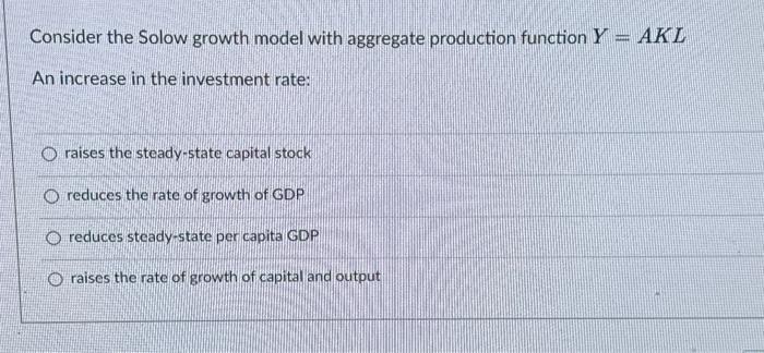 Solved Consider the Solow growth model with aggregate | Chegg.com