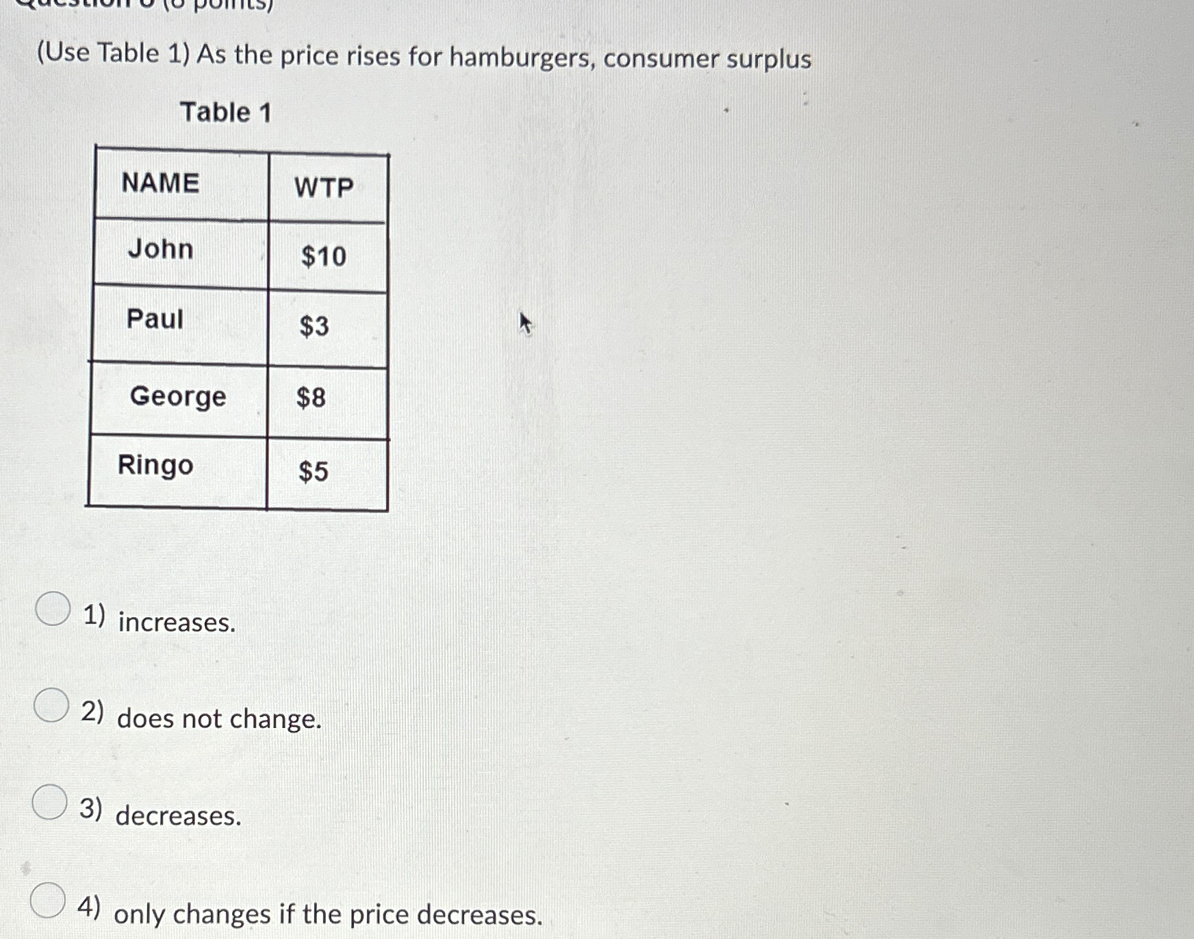 Solved (Use Table 1) As the price rises for hamburgers, | Chegg.com Solved (Use Table 1) As the price rises for hamburgers, | Chegg.com