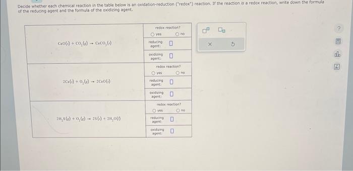 Solved Decide Whether Each Chemical Reaction In The Table