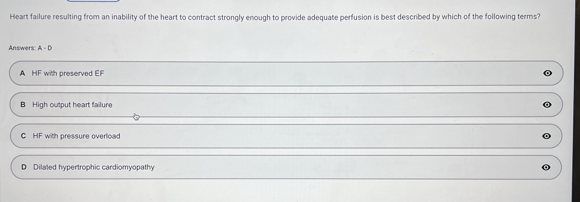 Solved Heart failure resulting from an inability of the | Chegg.com