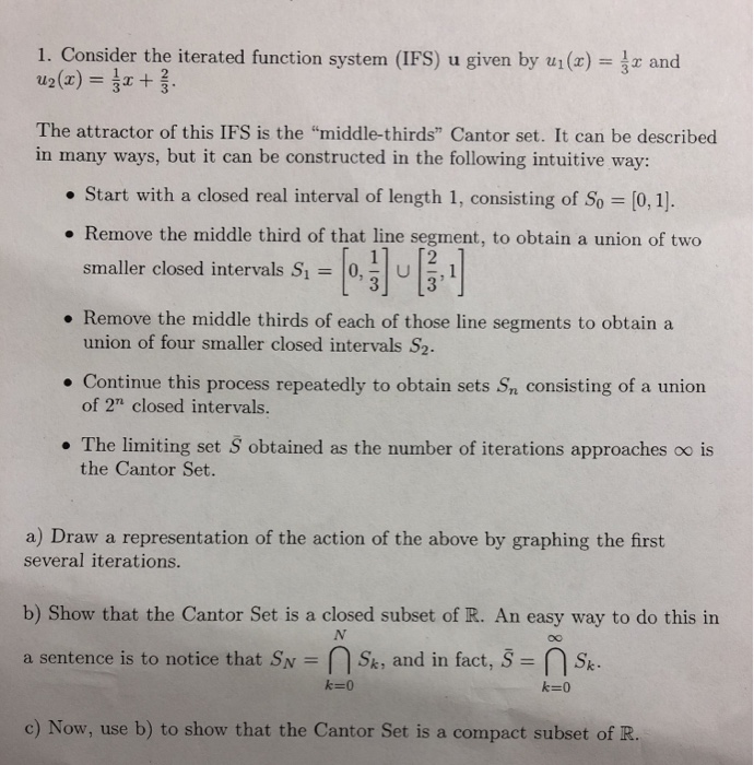 Solved 1. Consider the iterated function system (IFS) u | Chegg.com
