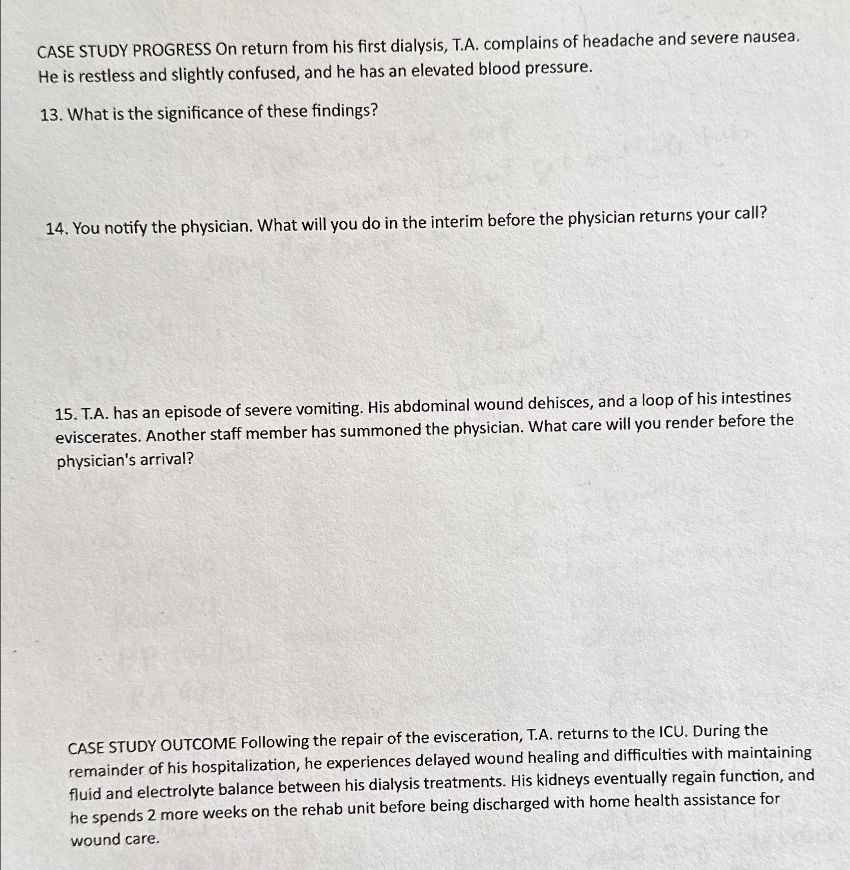 Solved CASE STUDY PROGRESS On return from his first | Chegg.com
