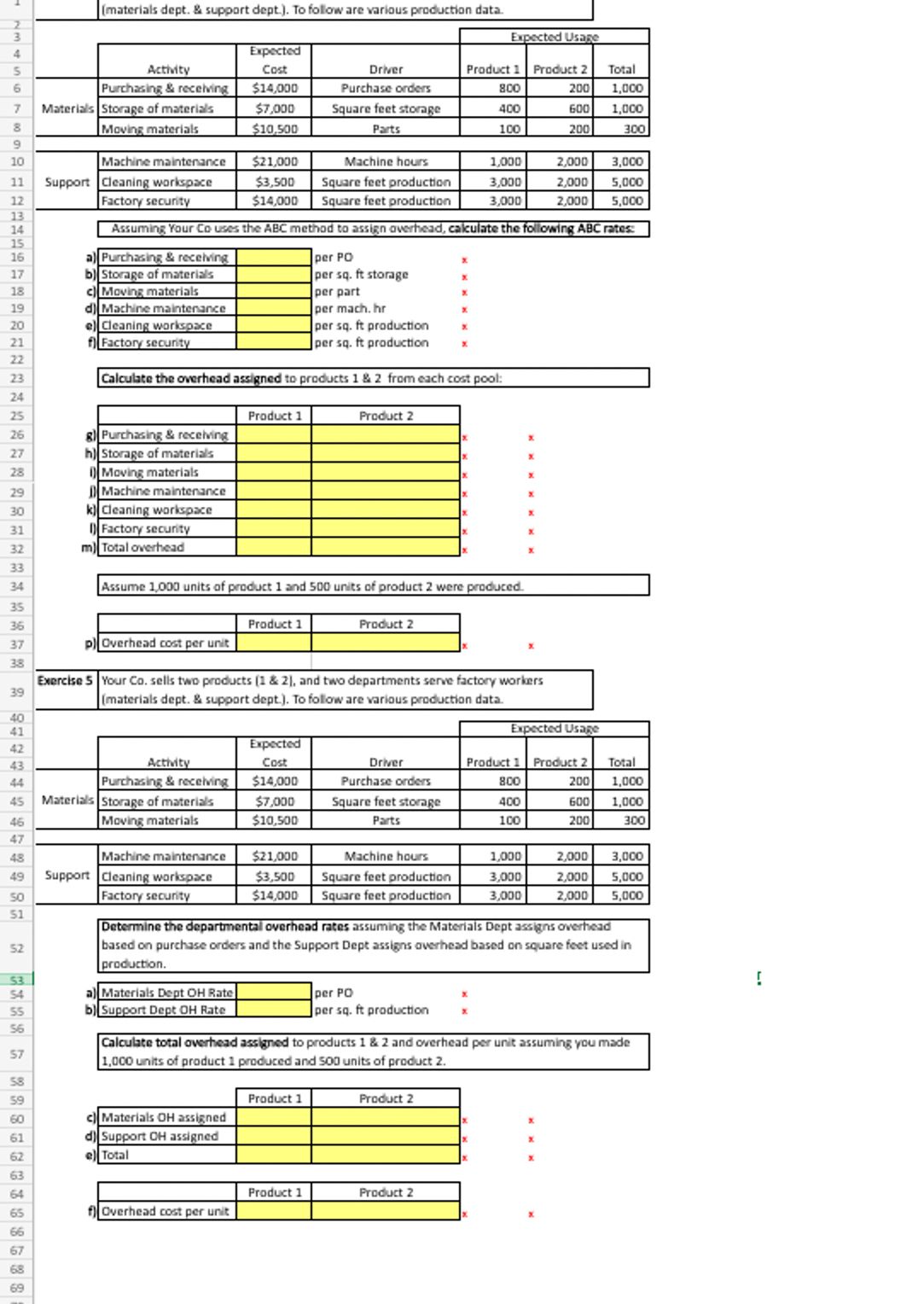 Solved (materials dept. & support dept).). ﻿To follow are | Chegg.com