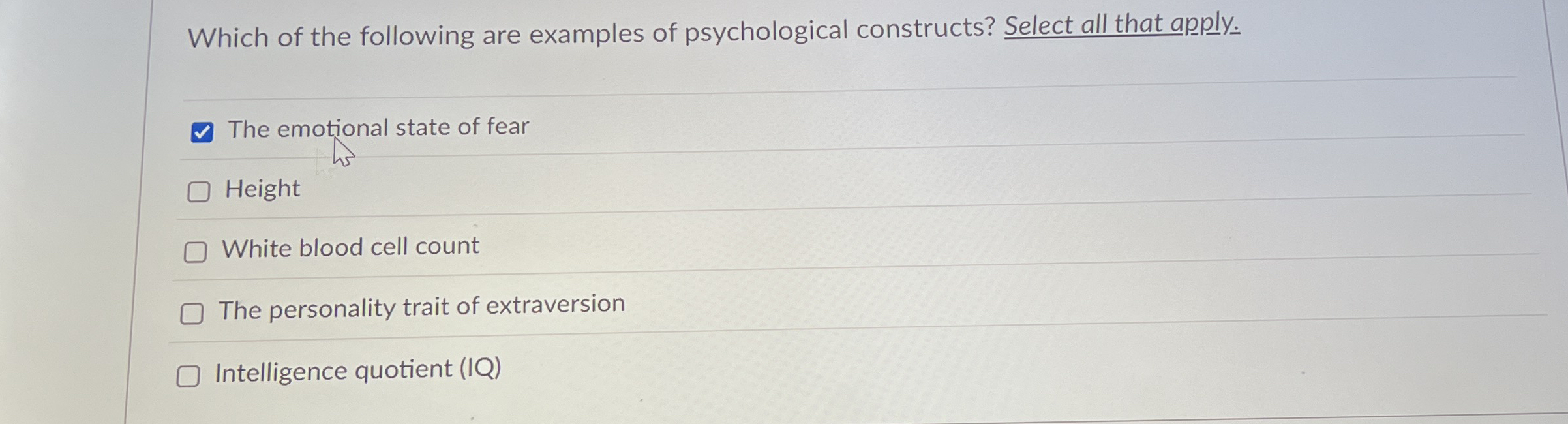 Solved Which of the following are examples of psychological | Chegg.com