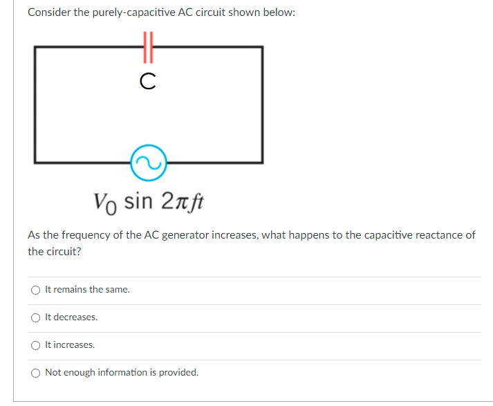 Solved Consider the purely-capacitive AC ﻿circuit shown | Chegg.com