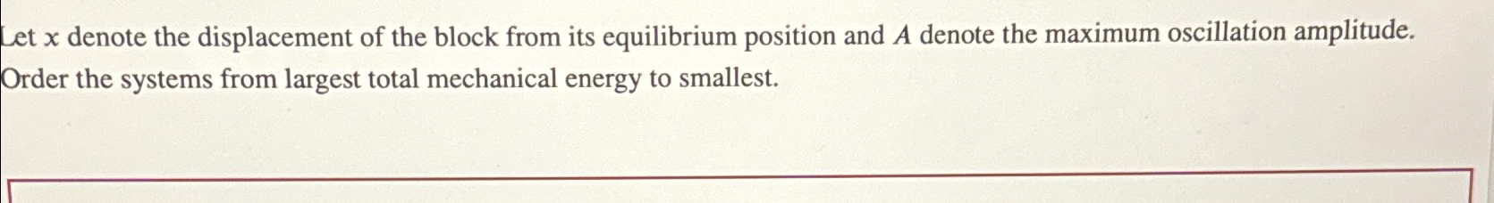 Solved Let x ﻿denote the displacement of the block from its | Chegg.com
