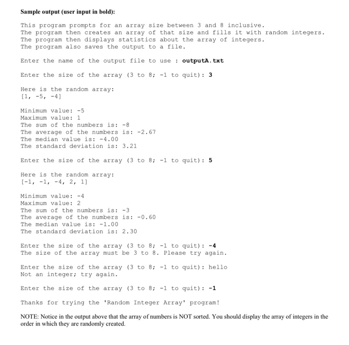 Solved Write An Interactive Program That Displays Statistics 