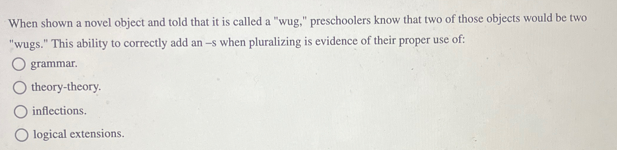 Solved When shown a novel object and told that it is called | Chegg.com