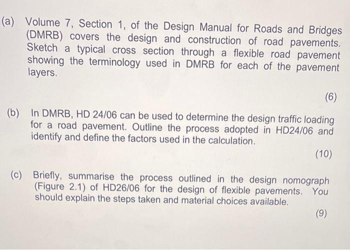 Solved a) Volume 7, Section 1, of the Design Manual for | Chegg.com