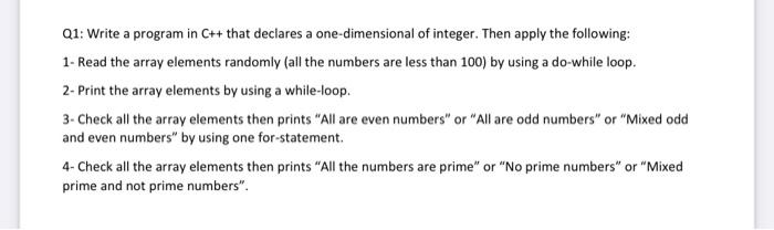 Solved Q1: Write a program in \\( \\mathrm{C}++ \\) that | Chegg.com