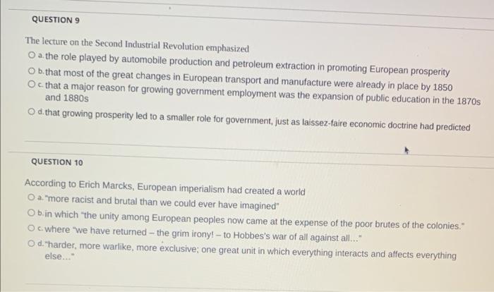 The lecture on the Second Industrial Revolution | Chegg.com