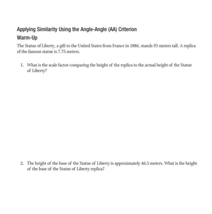 Solved Applying Similarity Using the Angle-Angle (AA) | Chegg.com