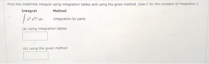 Solved Find the indefinite integral using Integration tables | Chegg.com