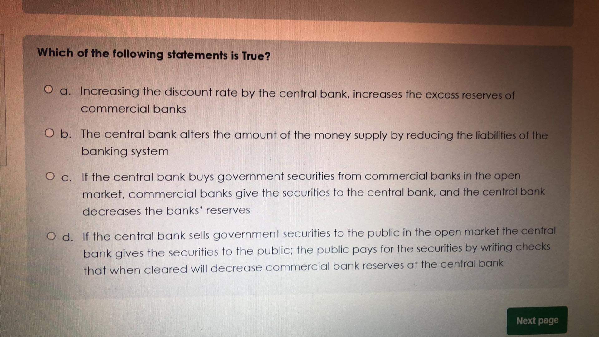 Solved Which of the following statements is True?a. | Chegg.com