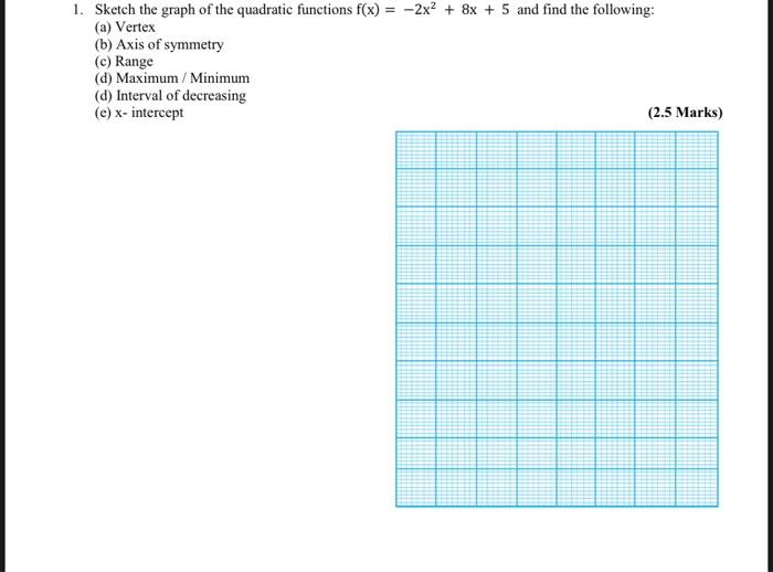 Solved 1. Sketch the graph of the quadratic functions | Chegg.com