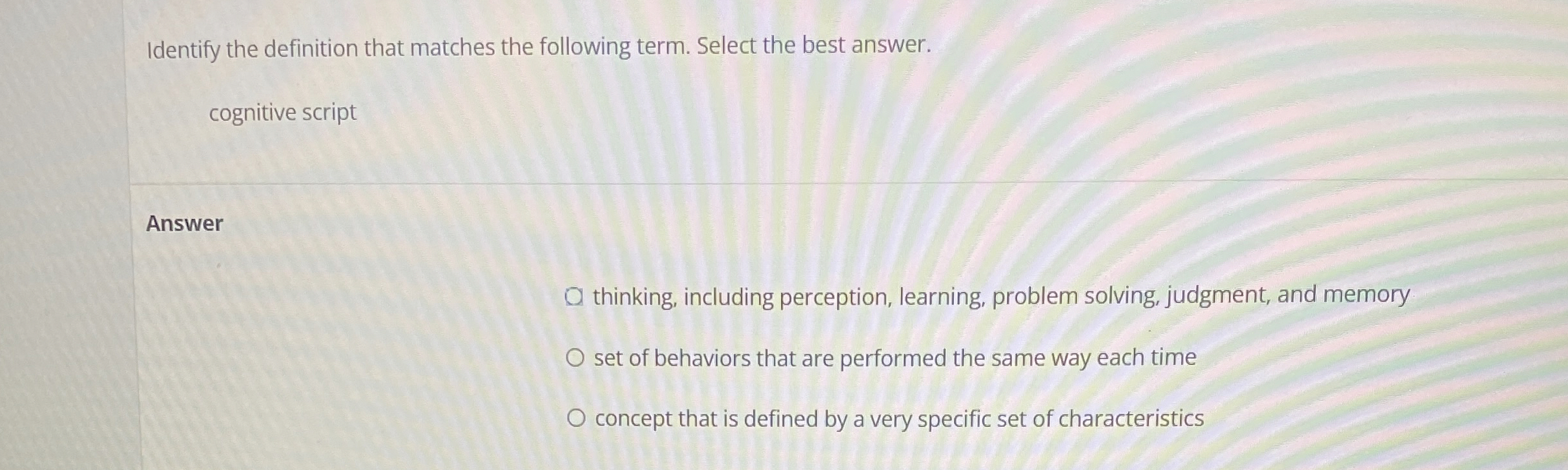 Solved Identify the definition that matches the following | Chegg.com
