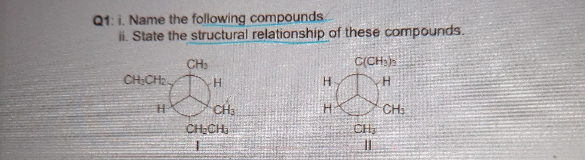 Solved Q1: i. ﻿Name the following compoundsii. ﻿State the | Chegg.com