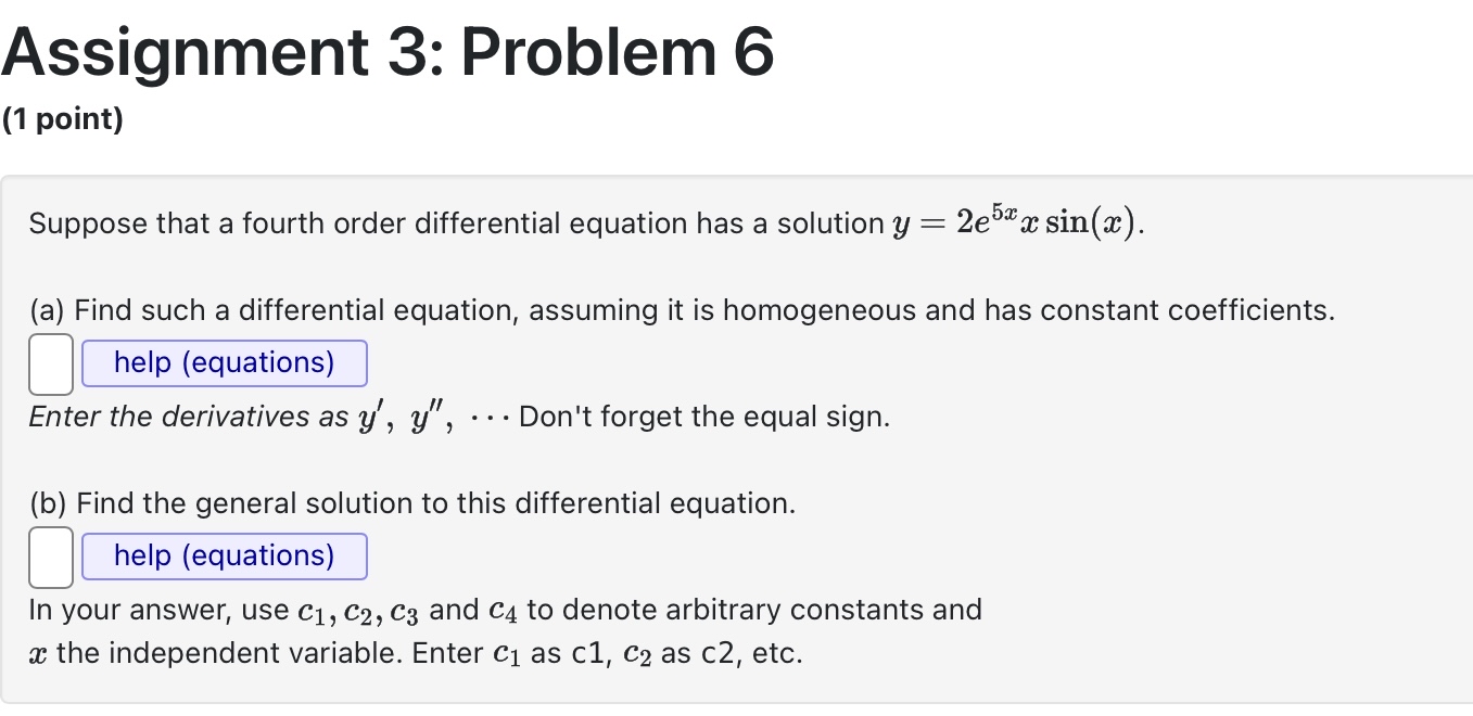 Solved Assignment 3: Problem 6(1 ﻿point)Suppose that a | Chegg.com