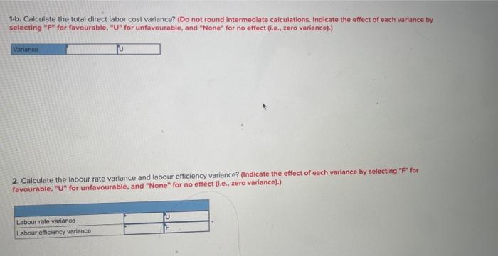 Solved 1-b. Calculate the total direct labor cost variance? | Chegg.com