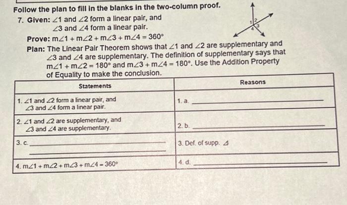 Solved Follow the plan to fill in the blanks in the | Chegg.com