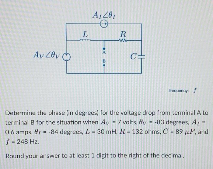 Solved Determine the phase (in degrees) for the voltage drop | Chegg.com