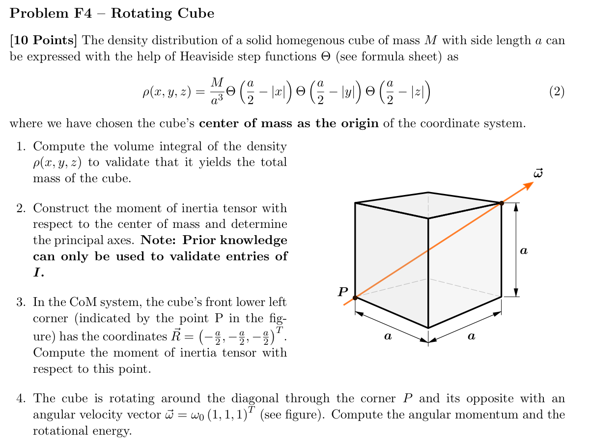 Solved Rotating CubeThe density distribution of a solid | Chegg.com