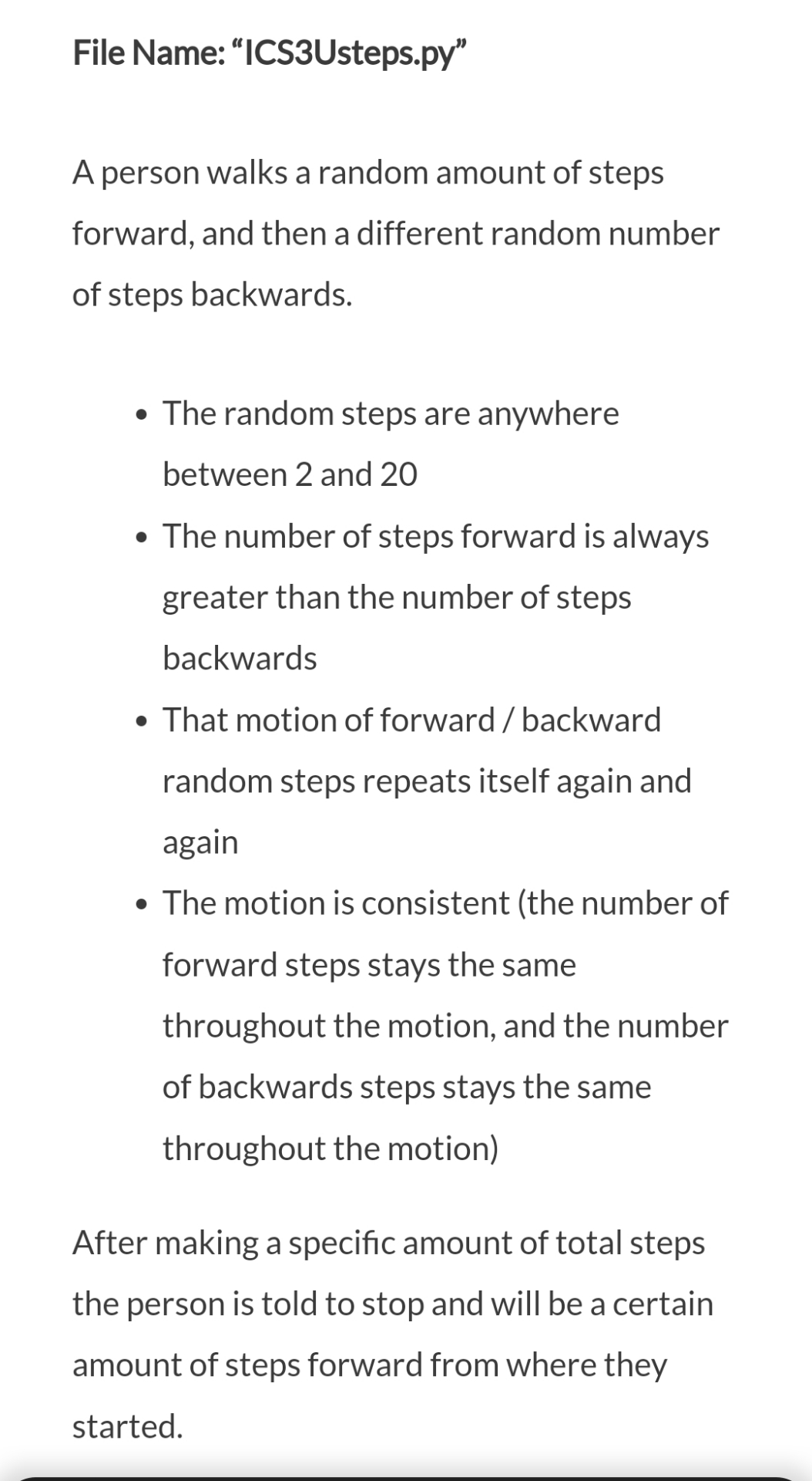 Solved File Name: "ICS3Usteps.py"A person walks a random | Chegg.com
