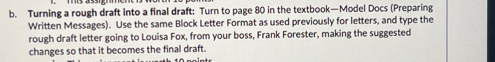 Solved b. ﻿Turning a rough draft into a final draft: Turn to | Chegg.com