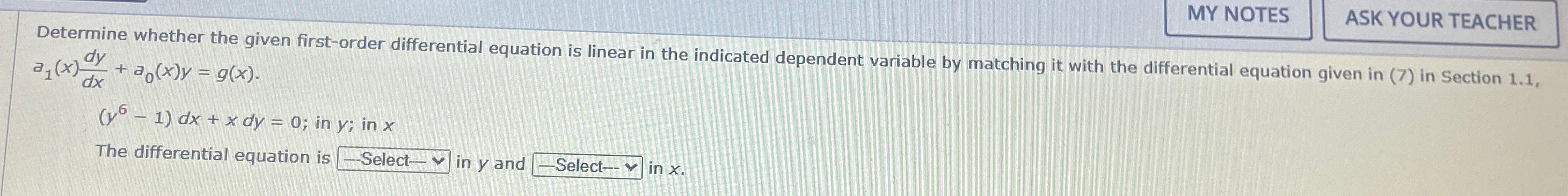 Solved Determine whether the given first-order differential | Chegg.com