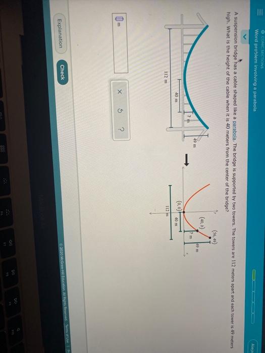 Solved COSECTION Word problem involving a parabola Alej A | Chegg.com