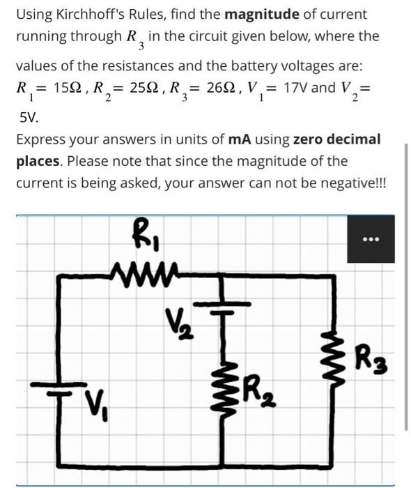 Solved Using Kirchhoff's Rules, find the magnitude of | Chegg.com