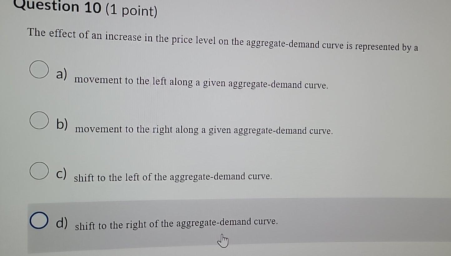 Solved The effect of an increase in the price level on the | Chegg.com