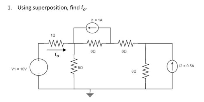 Solved 1. Using superposition, find i0. | Chegg.com