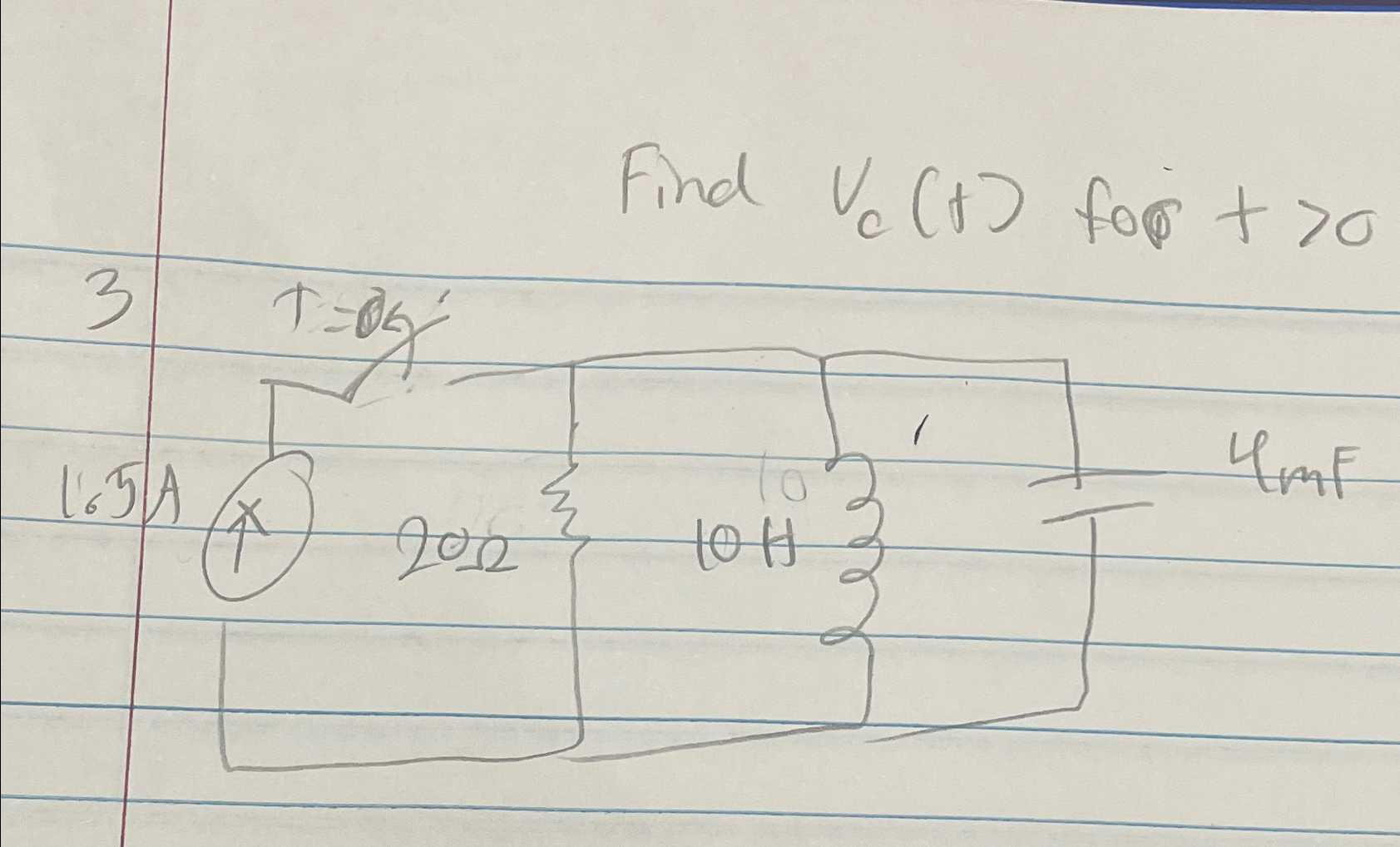 Solved Find Vc(t) ﻿for t>0 | Chegg.com