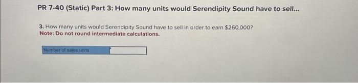 Solved Required information PR 7.40 (Static) Basic CVP | Chegg.com