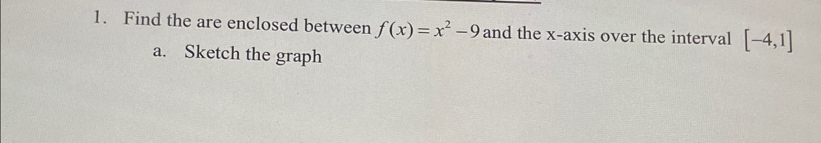 Solved Find the are enclosed between f(x)=x2-9 ﻿and the | Chegg.com