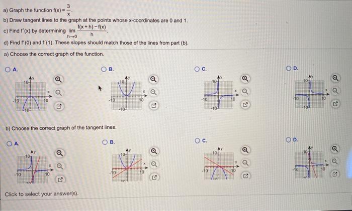Solved a) Graph the function f(x) -- b) Draw tangent lines | Chegg.com