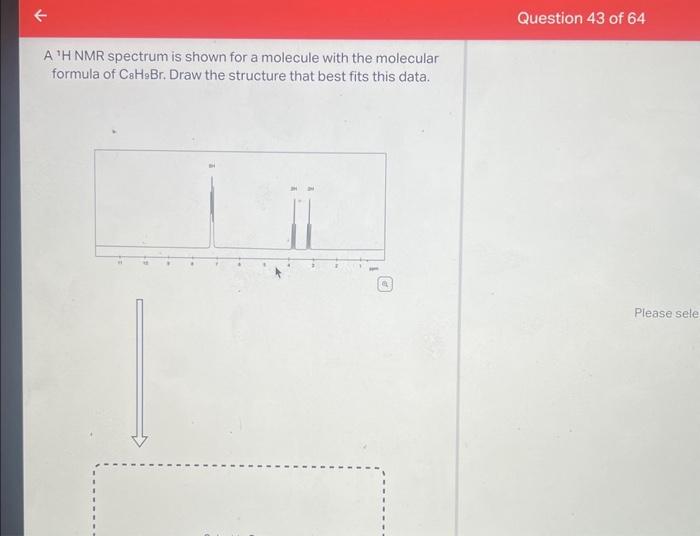 Solved A 'H NMR spectrum is shown for a molecule with the | Chegg.com