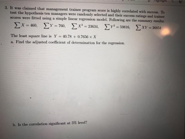 Solved wymy 3. It was claimed that management trainee | Chegg.com