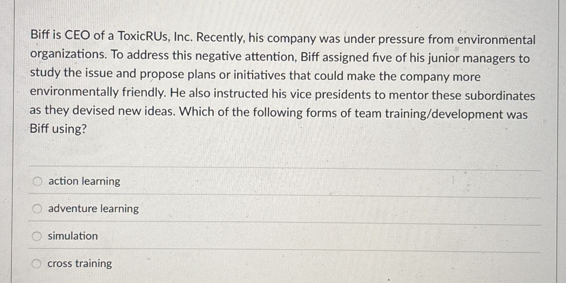 Solved Biff is CEO of a ToxicRUs, Inc. Recently, his company | Chegg.com
