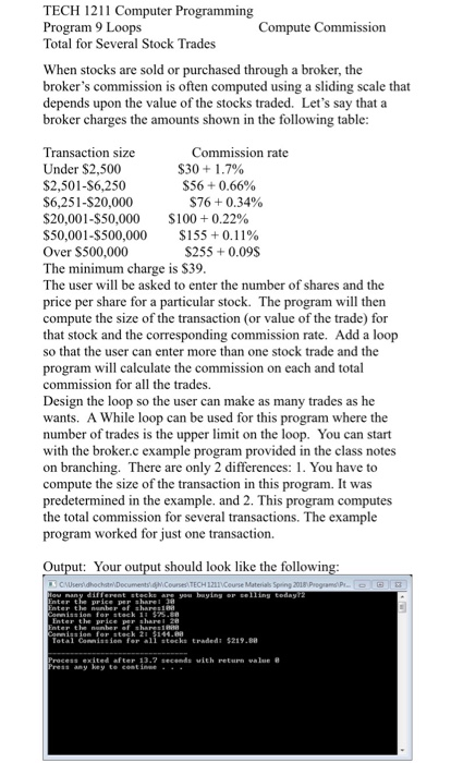 Solved TECH 1211 Computer Programming Program 9 Loops | Chegg.com