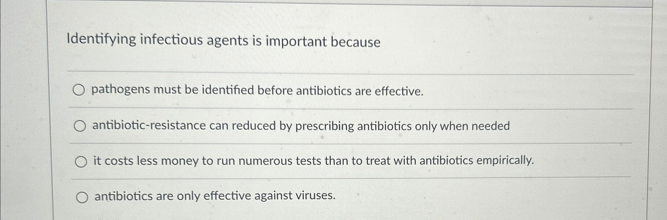 Solved Identifying infectious agents is important | Chegg.com