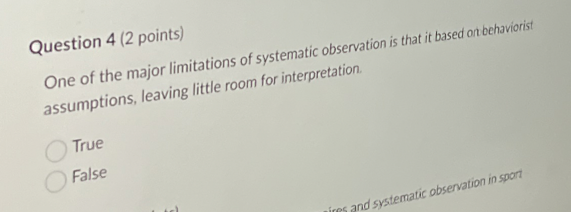 Solved Question 4 (2 ﻿points)One of the major limitations of | Chegg.com
