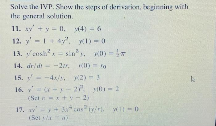 Solved Solve the IVP. Show the steps of derivation, | Chegg.com